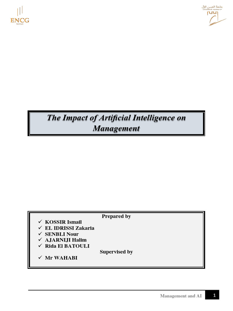 The Impact of Arti Cial Intelligence On Management | PDF | Artificial Intelligence ...
