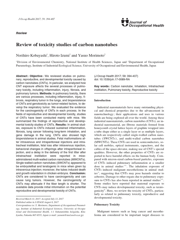 2017-Review-Toxicity of Carbon Nanotubes | PDF