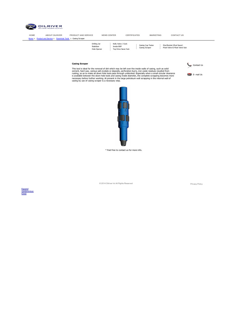 Casing Scraper - Information | PDF | Casing (Borehole) | Chemical Process Engineering