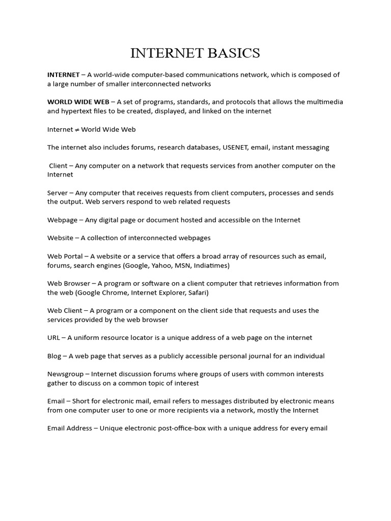 Internet Basics | PDF | World Wide Web | Internet & Web