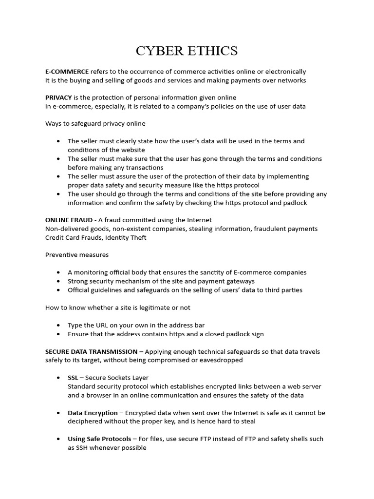 Cyber Ethics | PDF | Free Software | Gnu