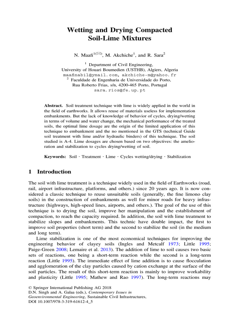 Wetting and Drying Compacted Soil-Lime Mixtures | PDF
