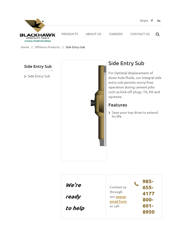 Side Entry Sub - Information | PDF | Equipment | Manufactured Goods