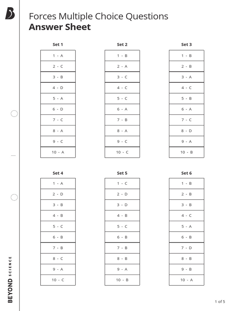 Forces Answer Sheet | PDF