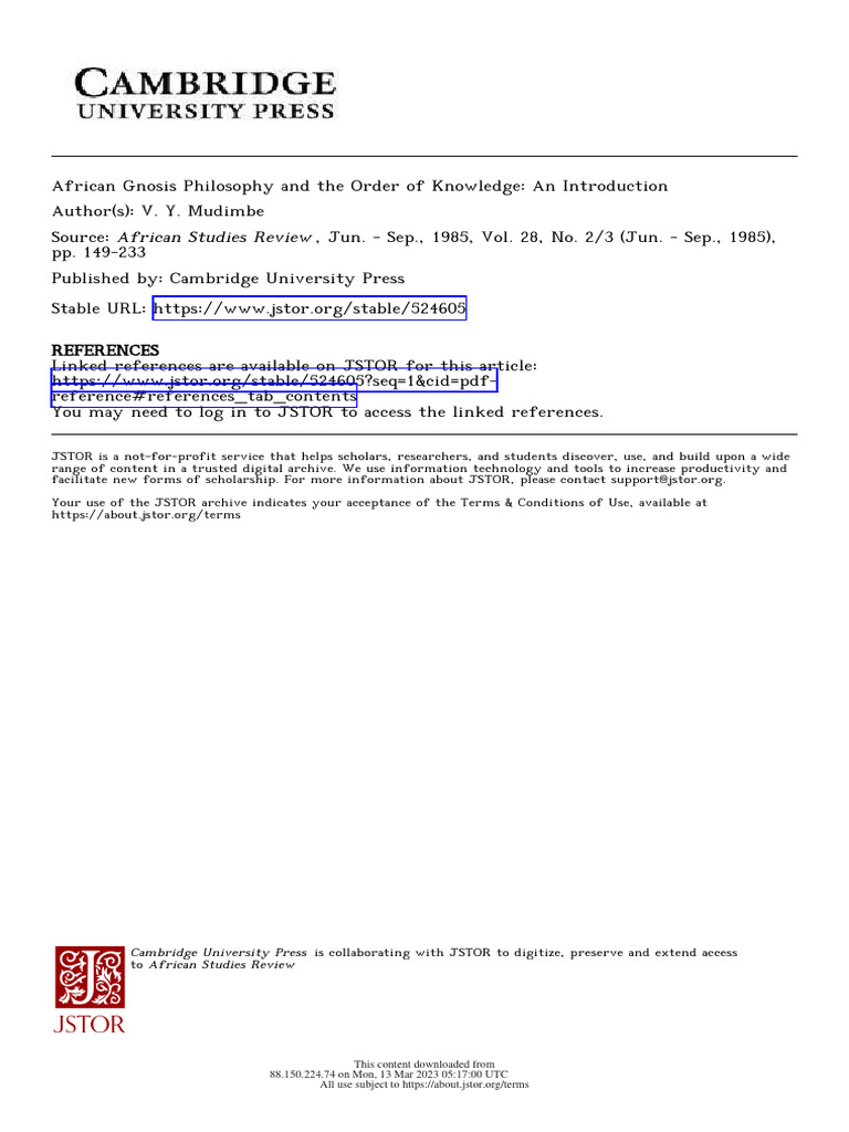 African Gnosis Philosophy and The Order of Knowledge - An Intro | PDF ...