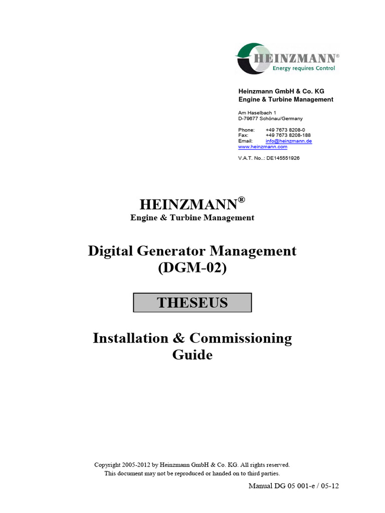 DG 05 001-E 05-12 THESEUS InstallationAndCommissioningGuide | PDF | Ac ...