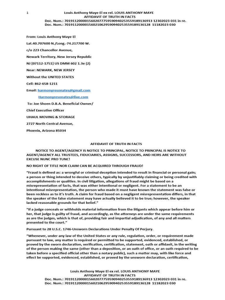 Joe Shoen DBA Beneficial Owner 0CEO UHAUL | PDF