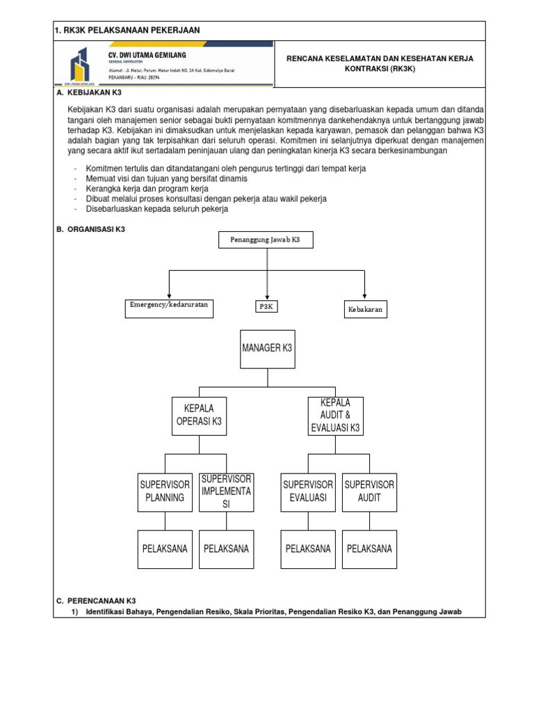 Elemen dan Contoh SMKK K3 Konstruksi | PDF | Teknologi & Rekayasa