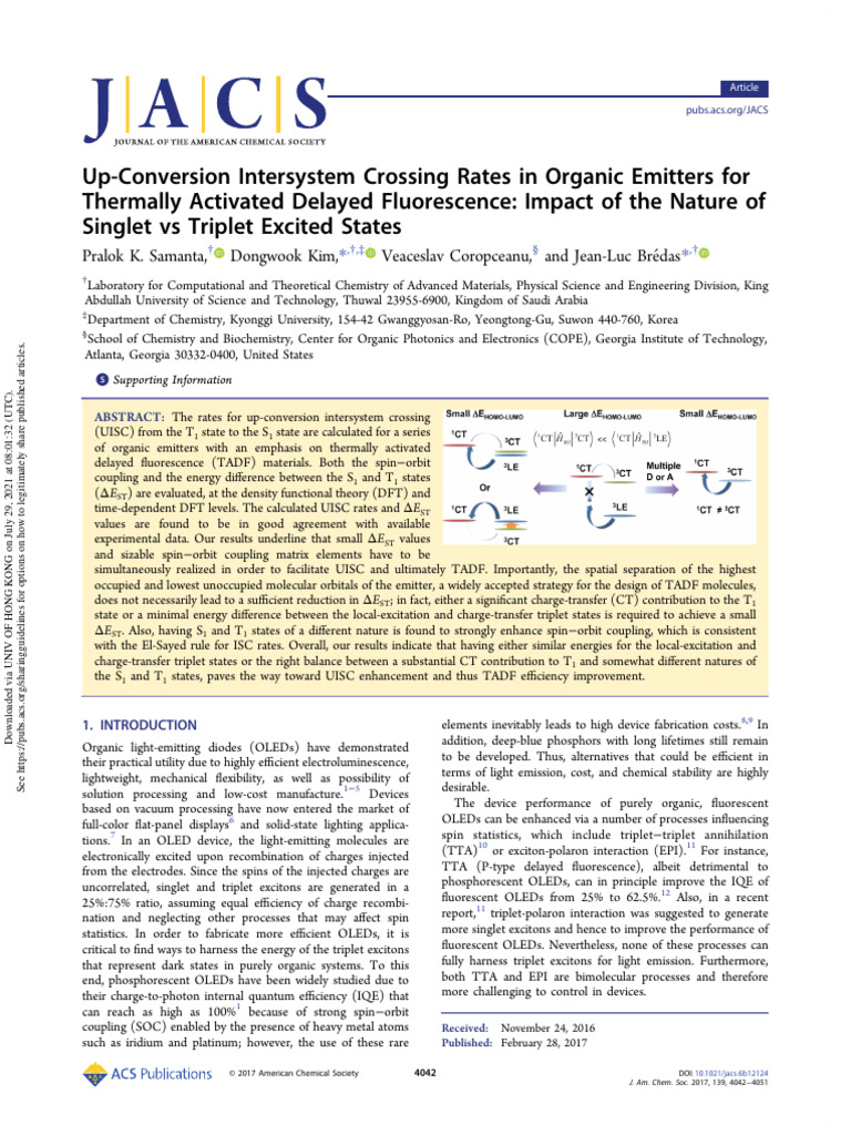 Jacs 2017-Jean Luc | PDF | Oled | Chemistry