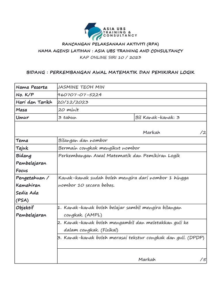 Jasmine Borang Rpa Ampl | PDF