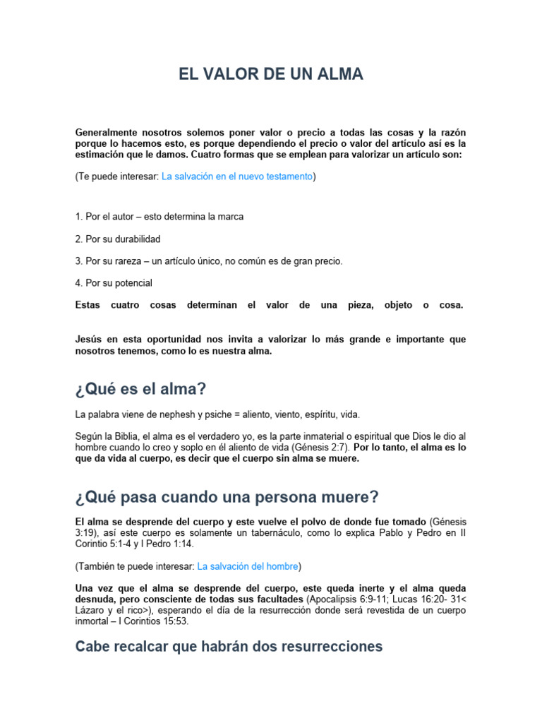 El Valor de Un Alma | PDF