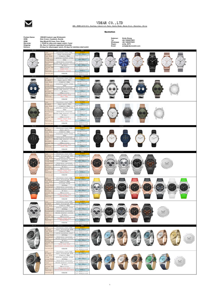Catálogo de Relojes Cronógrafos para Hombre | PDF