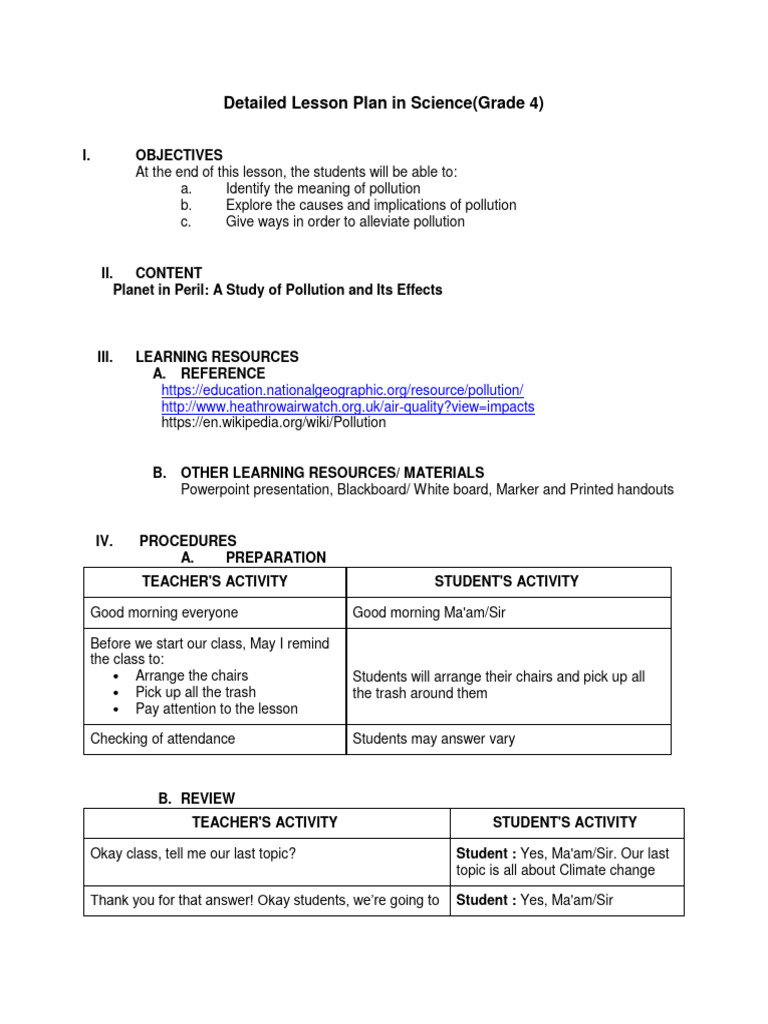 Detailed Lesson Plan in Science | PDF | Air Pollution | Pollution