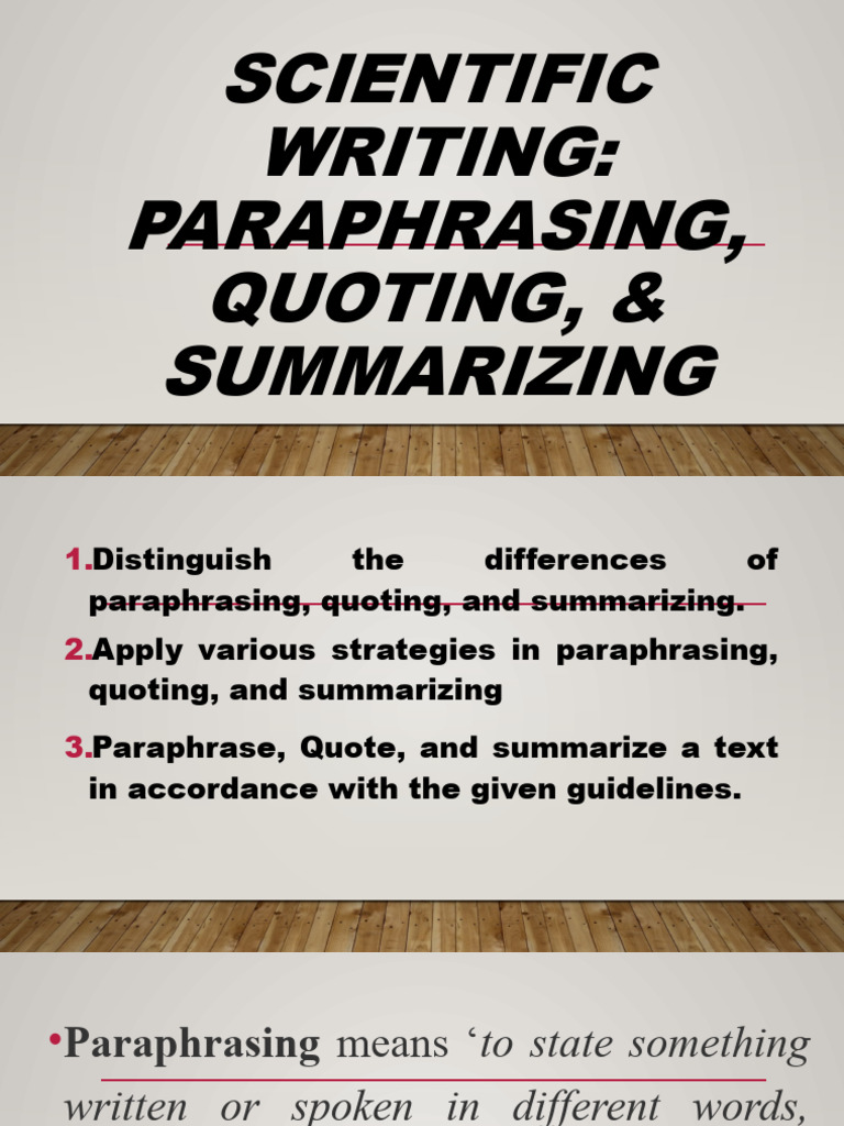Mastering Paraphrasing, Quoting, Summarizing | PDF