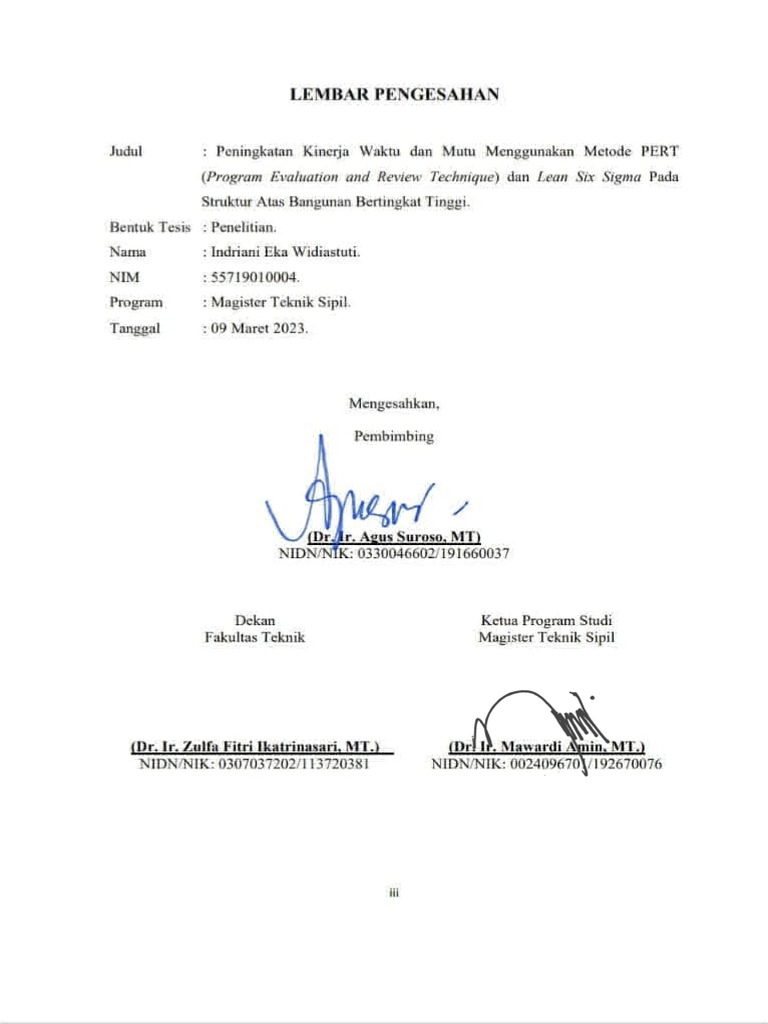 Lembar Pengesahan - Indriani Eka - TTD | PDF