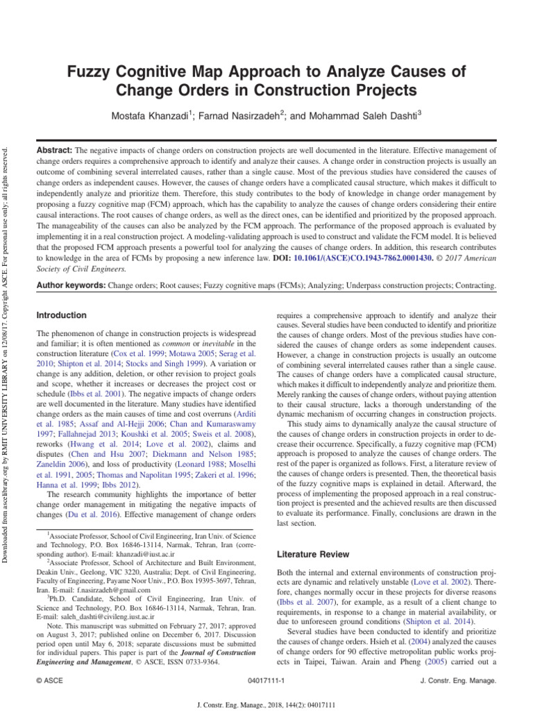 Fuzzy Cognitive Map Approach To Analyze Causes of | PDF