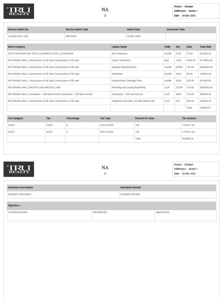 Service Indent | PDF
