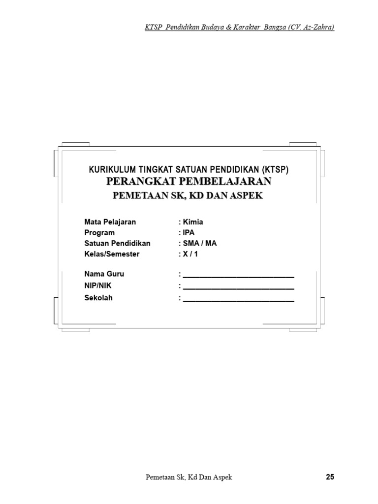 Pemetaan SK-KD Kimia Sma | PDF
