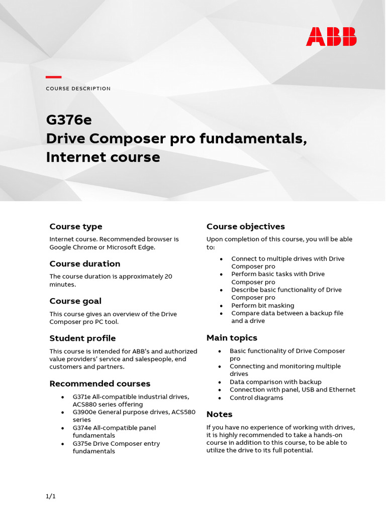 G376e EN Drive Composer Pro Fundamentals Course Description | PDF