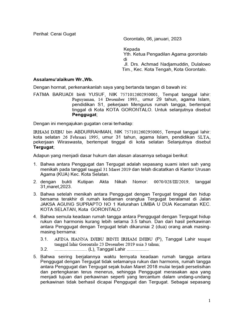 Contoh Cerai Gugat e Court | PDF | Politik | Hukum