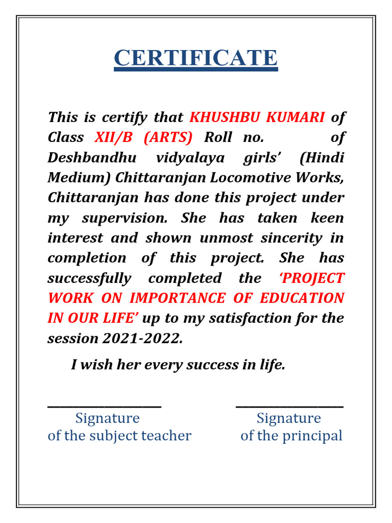 CERTIFICATE Khusbu Kumari | PDF