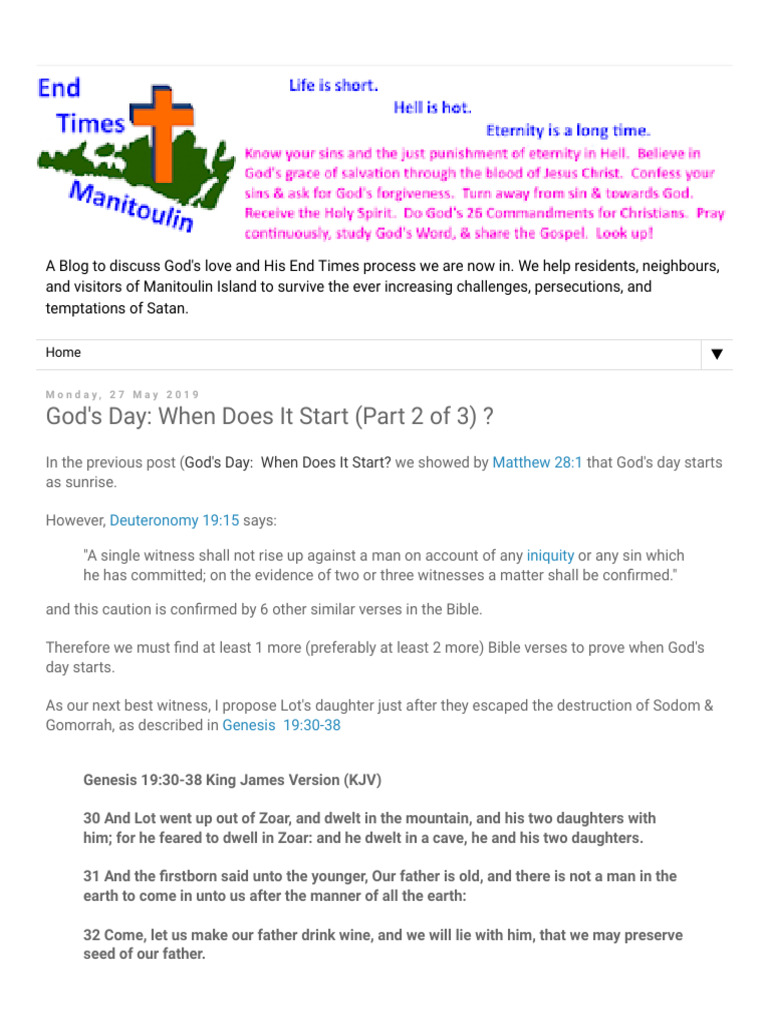 End Times Manitoulin - God's Day - When Does It Start (Part 2 of 3) | PDF | Sodom And Gomorrah ...