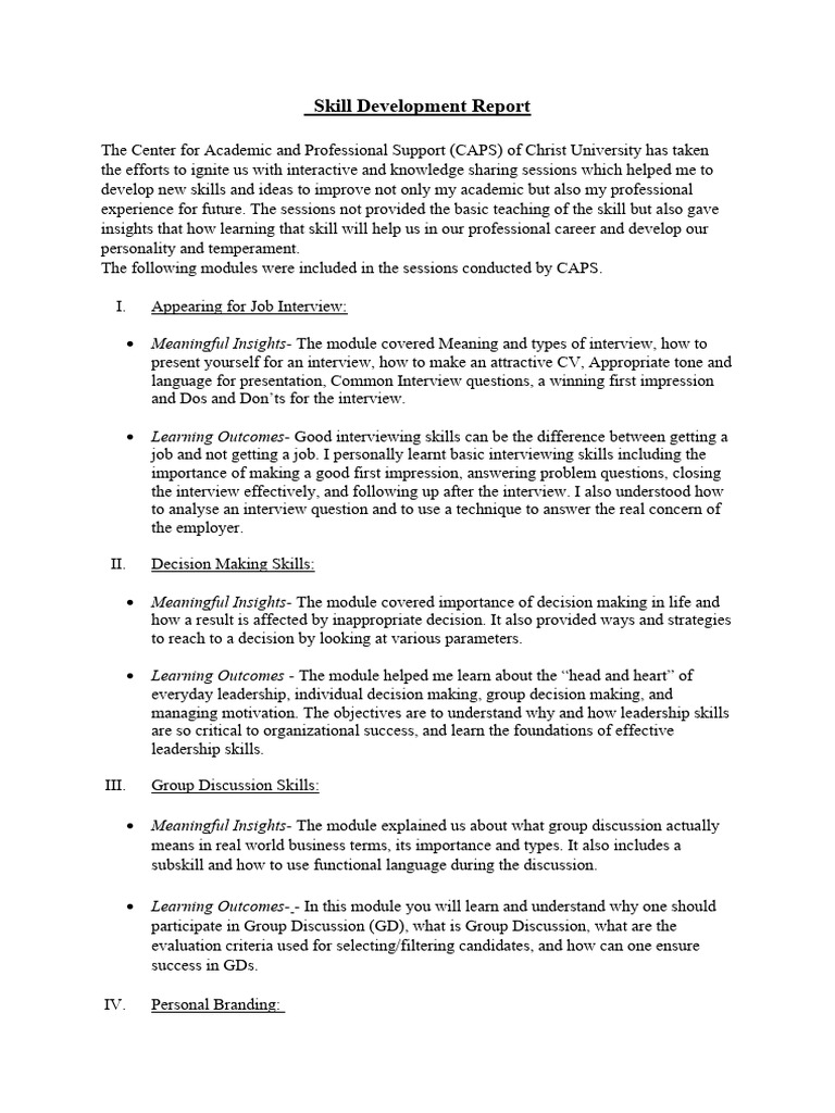 Skill Development Report - 2033412 | PDF | Learning | Methodology