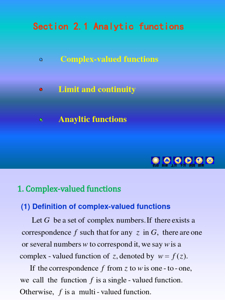 2.1 Analytic Functions | PDF