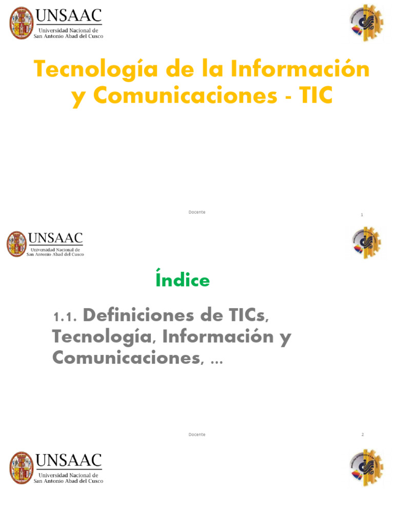 1.1. Definiciones de TICs, Tecnología, Información y Comunicaciones | PDF | Ciencias de la ...