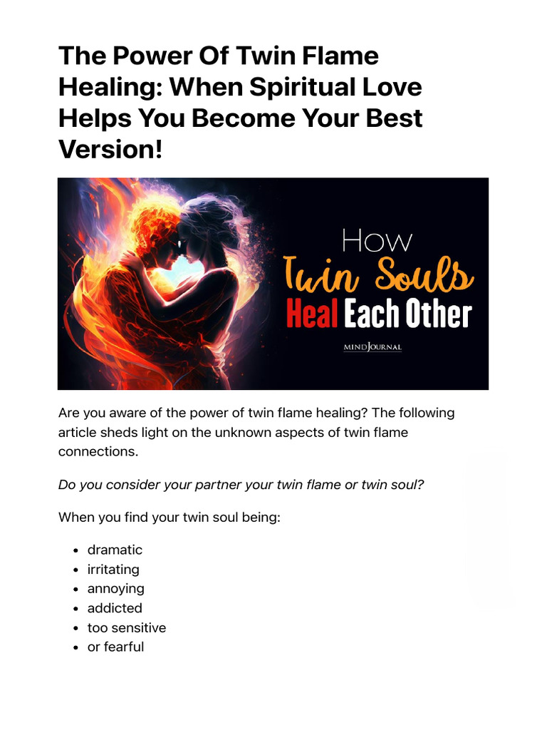 Twin Flame Healing - 2 Souls Healing Each Other Through Love | PDF ...