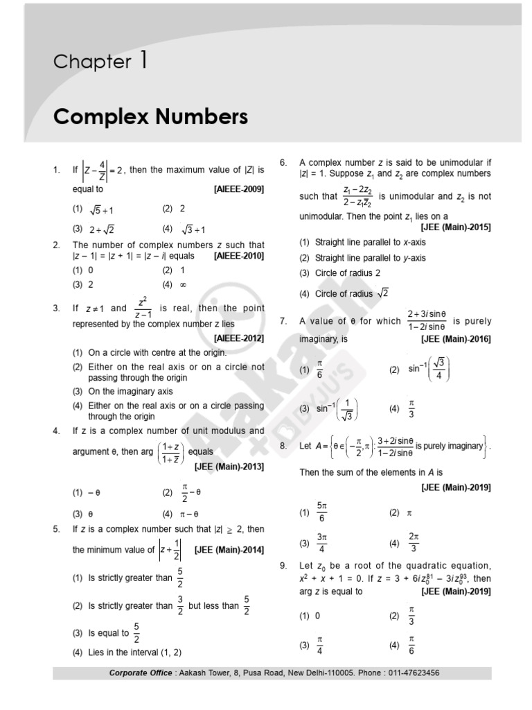 M - Ch-01 - Complex Numbers | PDF | Complex Number | Numbers M - Ch-01 - Complex Numbers | PDF | Complex Number | Numbers
