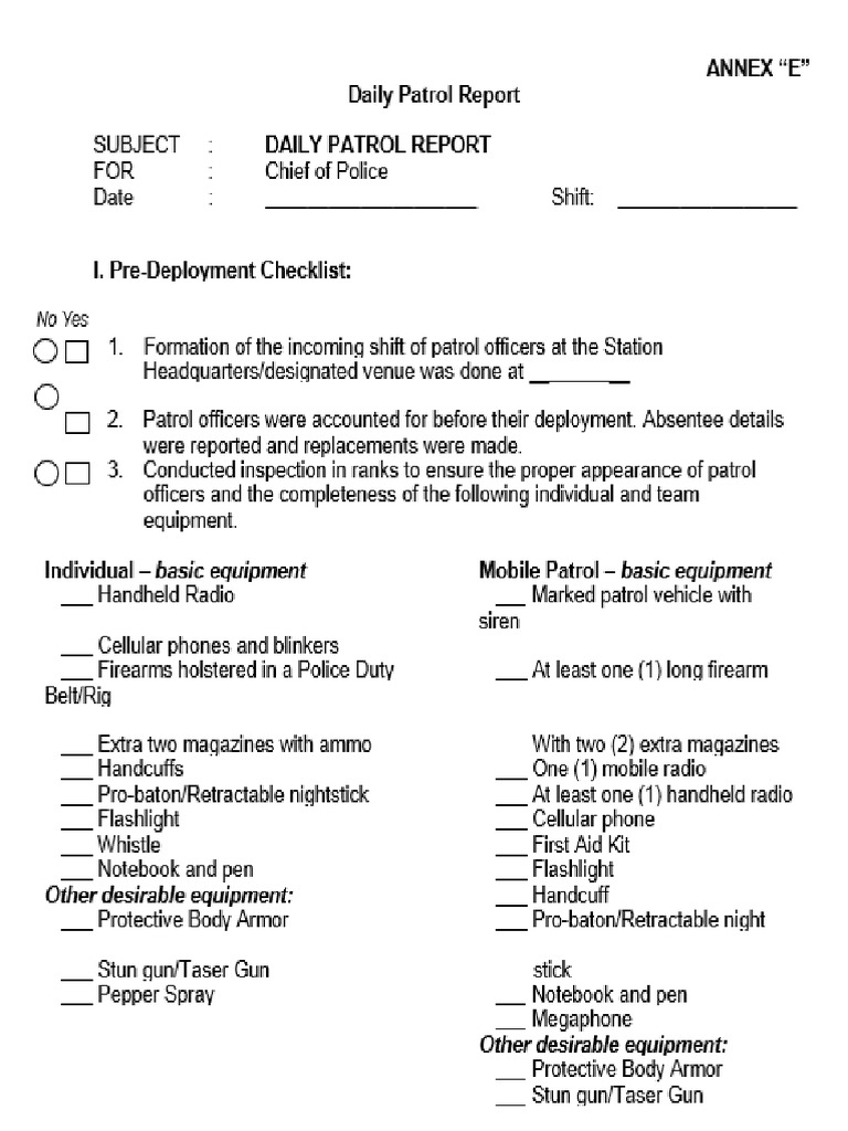Daily Patrol Report | PDF