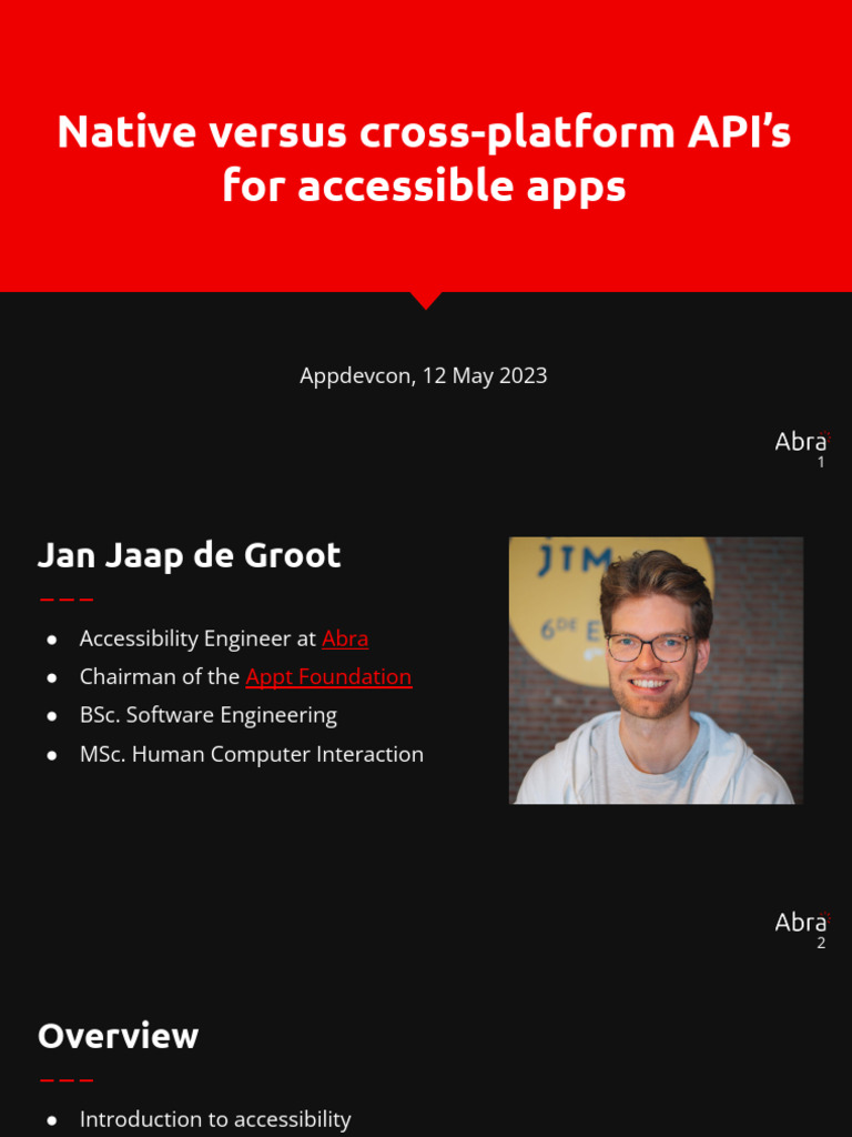 Appdevcon Native Versus Cross-Platform API's For Accessible Apps | PDF | Xamarin | Accessibility