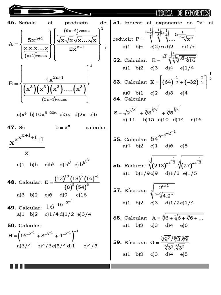 2 Teoria de Exponentes | PDF