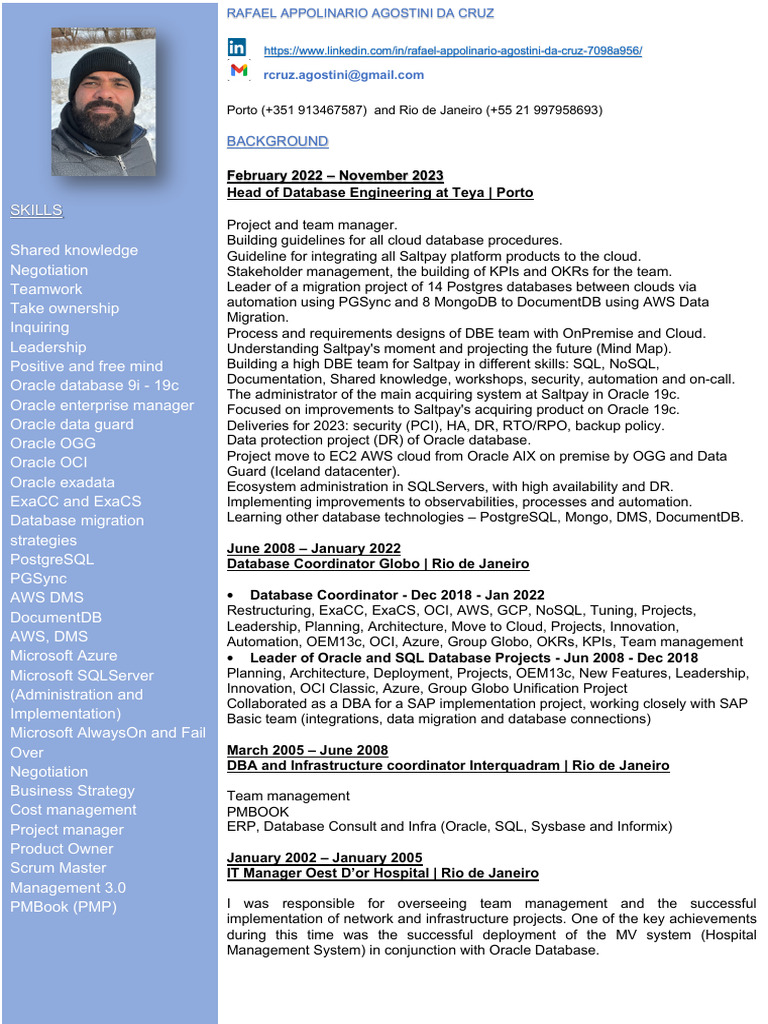 CV Rafael Cruz 2023 English | PDF | Oracle Database | Databases