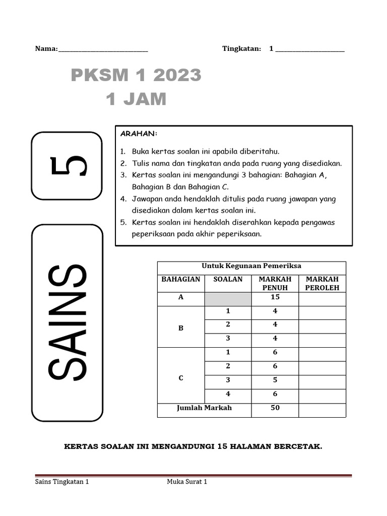 PKSM 1 SN Ting 1 | PDF