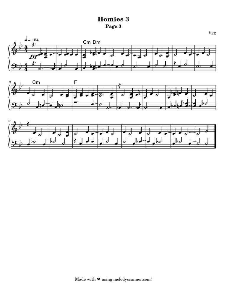 Homies Sheet Music 3rd Page | PDF
