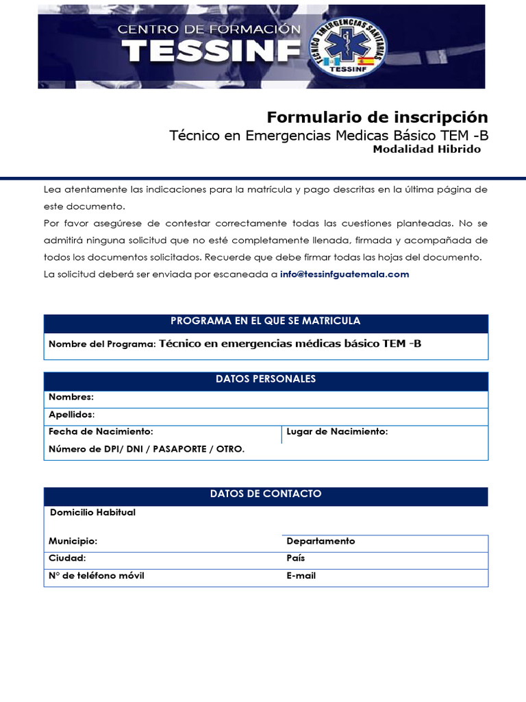 Formulario Tem B 1 | PDF