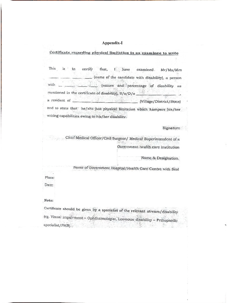Proforma of Certificate & Undertaking Required To Submit by PWD ...