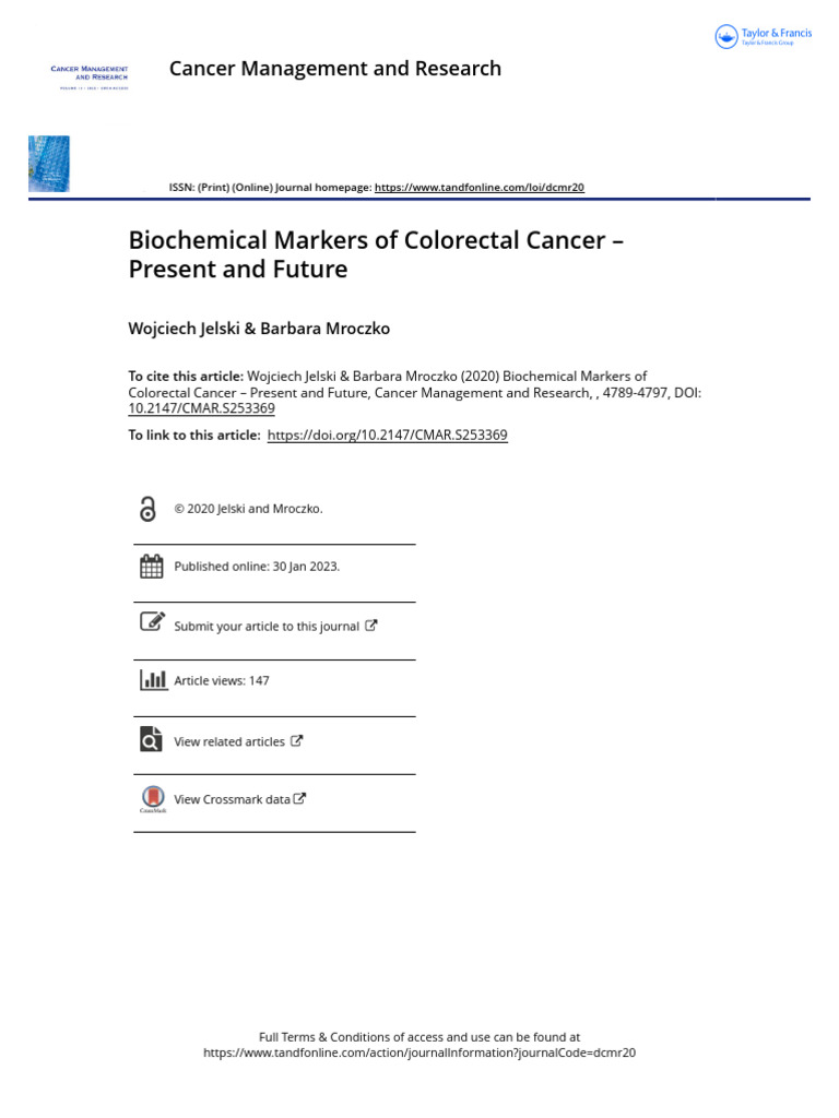 Biochemical Markers of Colorectal Cancer Present and Future | PDF ...