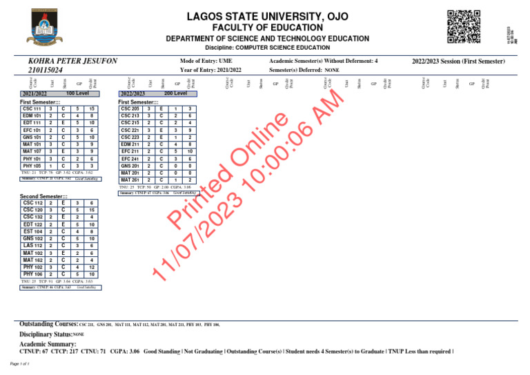 Printed Online: Lagos State University, Ojo | PDF | Computer Science