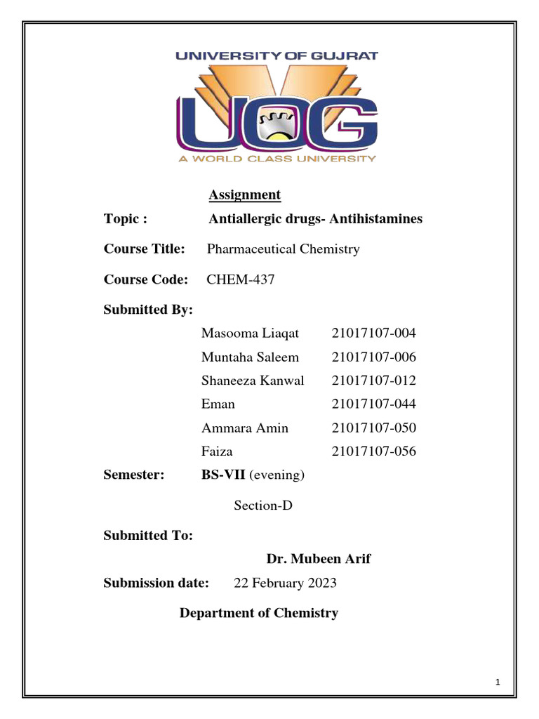 Pharma Assignment GROUP No 5 | PDF | Allergy | Allergen