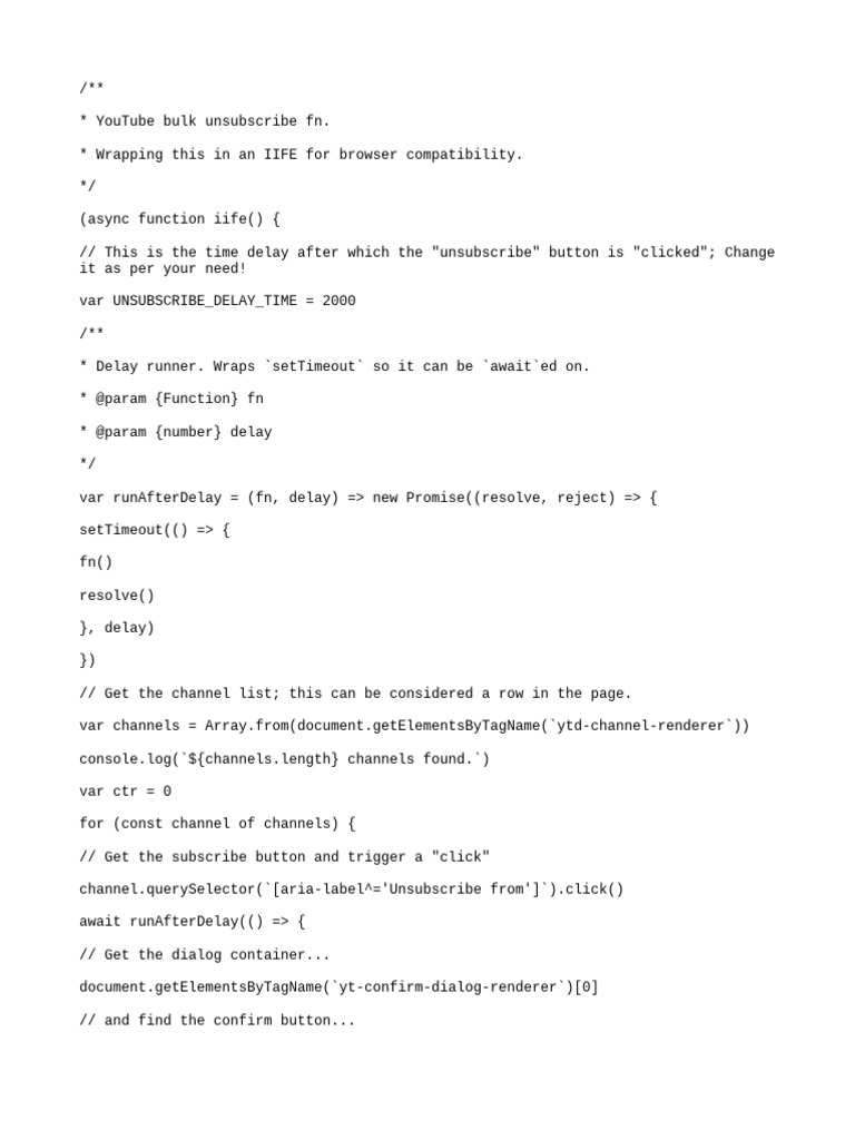 Text Code For Unsubscribe All Youtube Channel | PDF