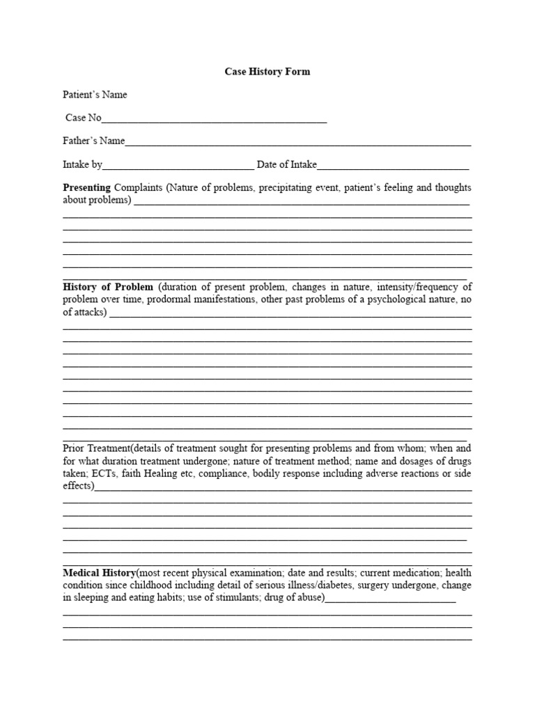 Case History Form | PDF