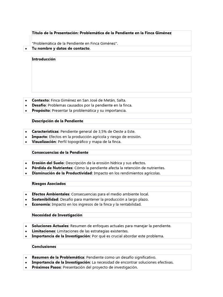Presentación Problematica de La Pendiente | PDF | Agricultura | Suelo