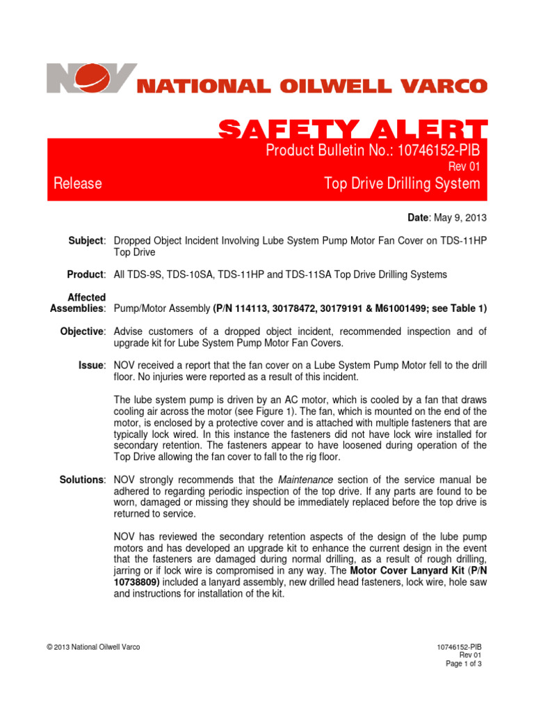 Lube System Pump Motor Safety Alert | PDF | Manufactured Goods