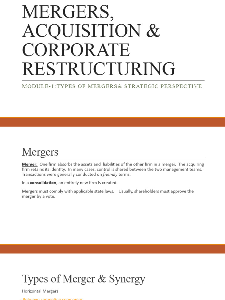 Mergers & Acquisitions Overview | PDF | Mergers And Acquisitions | Business Economics