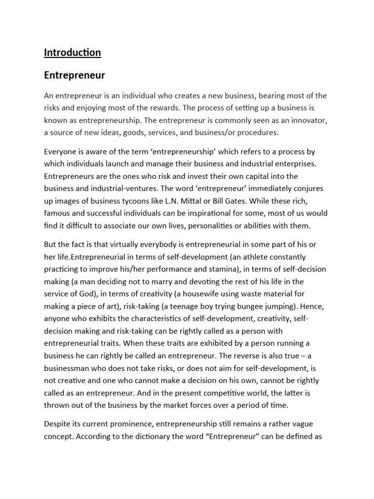 Entrepreneurship Notes | PDF