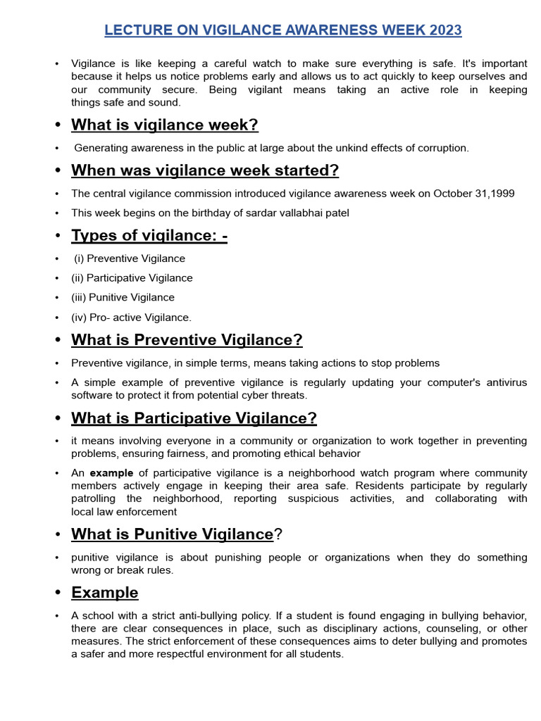 Vigilance Week | PDF