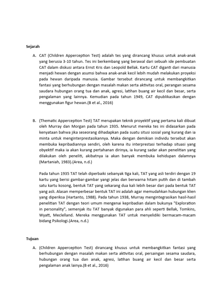 Sejarah & Tujuan TAT CAT | PDF